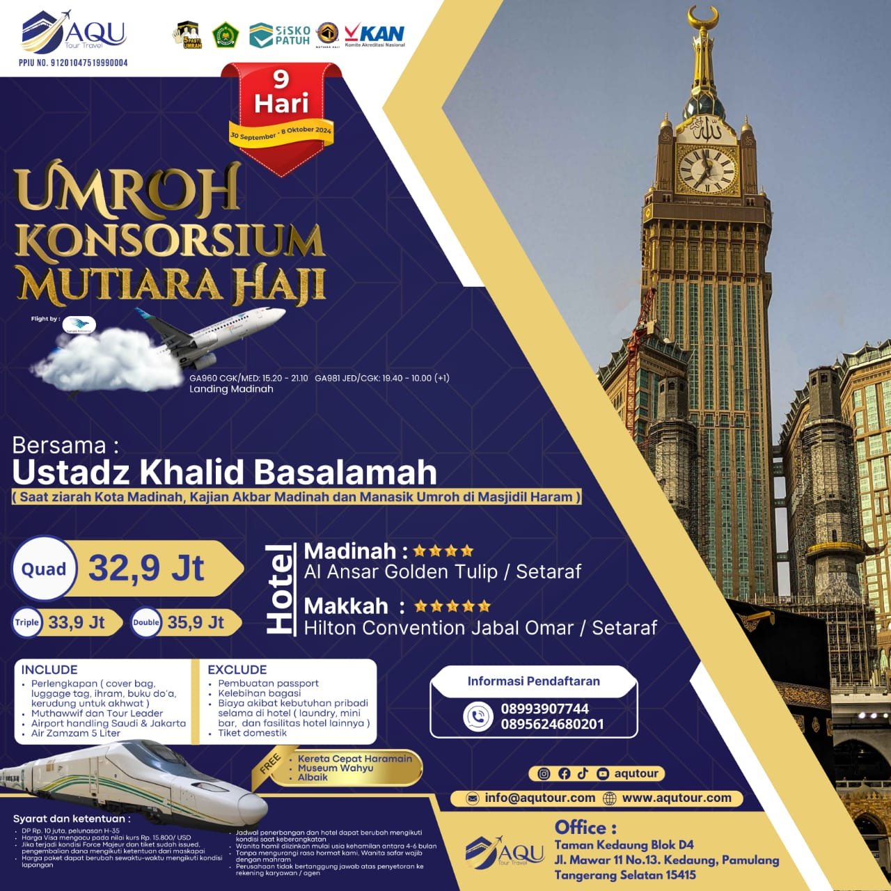 Umroh Konsorsium Mutiara Haji 30 September 2024 - AQU Tour Travel